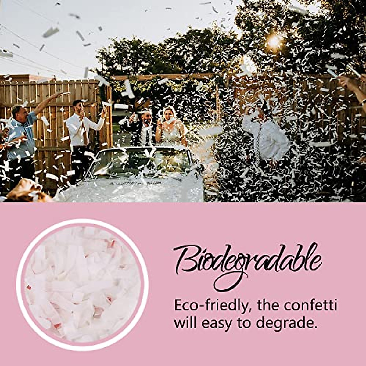 Battife 7Pack White Confetti Wands, Confetti Shoot Poppers, Tissue Paper Confetti Flick Flutter Sticks for Wedding Celebrations Anniversary Birthday Party, 14 Inch