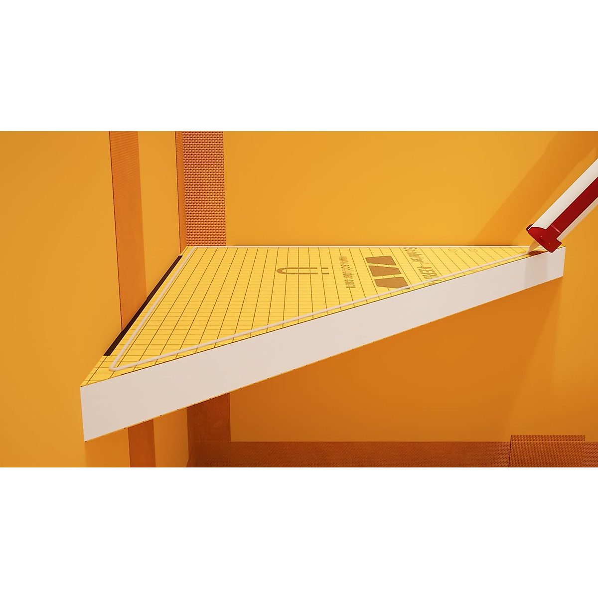 Floating Corner Shower Bench Kit with Orange XPS Waterproof Board by Original Granite Bracket (18x18)