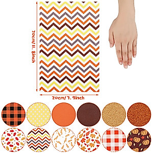 Frienda 12 Pcs Thanksgiving Fall Faux Leather Sheets Fall Leaves Pumpkin Feathers Glitter Leather Sheets Autumn Leather Earring Making Kit for Halloween Christmas Holiday DIY Craft, 7.9 x 11.8 Inch