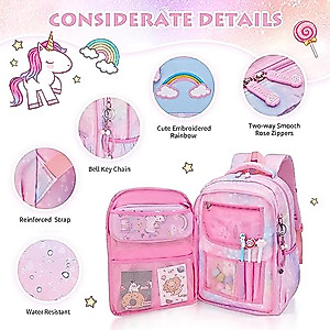 BYXEPA Girls Backpack, School Backpacks 16 * 11.5 * 7.5in for Girls, Cute Book Bag with Compartments for Girl Kid Students Elementary School, Pink