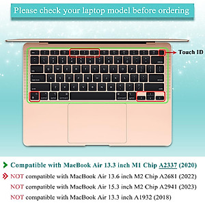 Silicone Keyboard Cover Skin for MacBook Air 13.3 inch A2337 M1 Released in Nov. 2020 US Layout Ultra Thin Protector Cover Skin NOT Fit for 13.6" M2 M3 A2681 A3113