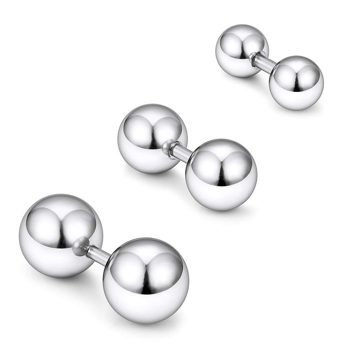 Yaalozei 12G Big Piercing Balls PA Ring Piercing Jewelry 316L Surgical Stainless Steel Externally Threaded Straight bar Barbell Tragus Helix Ring Cartilage Lobe Earring piercing Jewelry Women Men 6mm