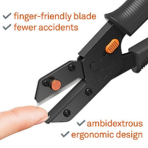 Slice 10479, Edge Cutter, Industrial Grade, Steel Handle, Soft Grips, Ceramic Blade, Finger Friendly, Lasts 11x as Long as Metal, Blade Storage