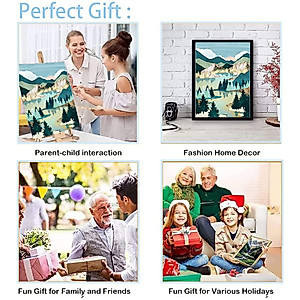 OFRKE Diamond Painting Mountain and Sun Kit,Diamond Art Kits for Adults and Kids,Abstract Scenery Paint with Diamonds Round for Gift,Home Wall Decor 12"x16"