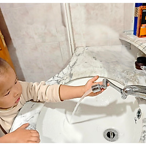 Swivel Sink Faucet Extender - for Bathroom Sink, Kitchen Sink, Toddlers, Kids, Made of Solid Copper, 2 Mode Water Outlets - Easily Extend The Reach of Your Faucet