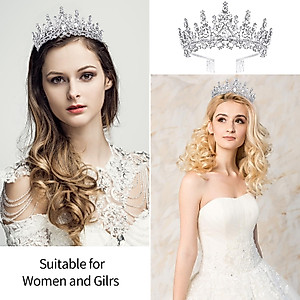 VELSCRUN Silver Crystal Birthday Queen Tiara Crowns for Women Girls Birthday Queen Headband Sash Elegant Princess Crown with Combs Hair Accessories Happy Birthday Party Decorations Mom Birthday Gift