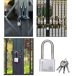 Padlock 40mm Long Beam Gym Locker Lock Keyed Padlocks,Stainless Padlock with 4 Keys，Stainless Lock with Key Padlock,Suitable for Gym Locker Lock,toolboxes,Doors, Fence,(Silver)