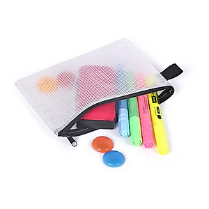 Nova Filer Reinforced Mesh Zipper Bag, Vinyl, 4 Assorted Sizes, Clear