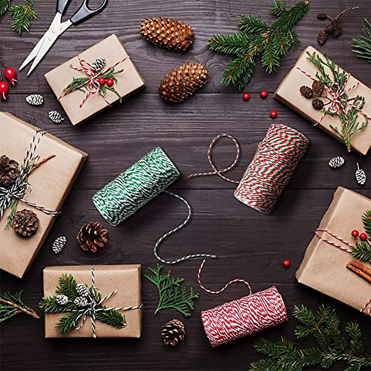 Twine String,328 Feet Christmas Twines White Gold Rope Bakers String Rope Craft Making Knitting Butchers Twine DIY packing, room decoration(White and gold)