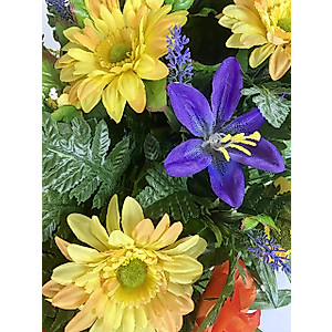 Cemetery Headstone Saddle -Purple Orange Yellow Mix Grave Decoration