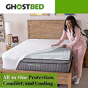 GhostBed 3 Inch Cooling Gel Memory Foam Mattress Topper - Waterproof Cover, Protector & Topper in One, Queen