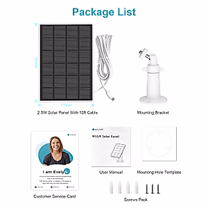 WUUK Certified Solar Panel, Compatible WUUK Rechargeable Outdoor Camera Wireless, Continuous Power Supply, 2.5W Solar Panel for Home Security Camera, IP66 Weatherproof, 360° Adjustable Mount