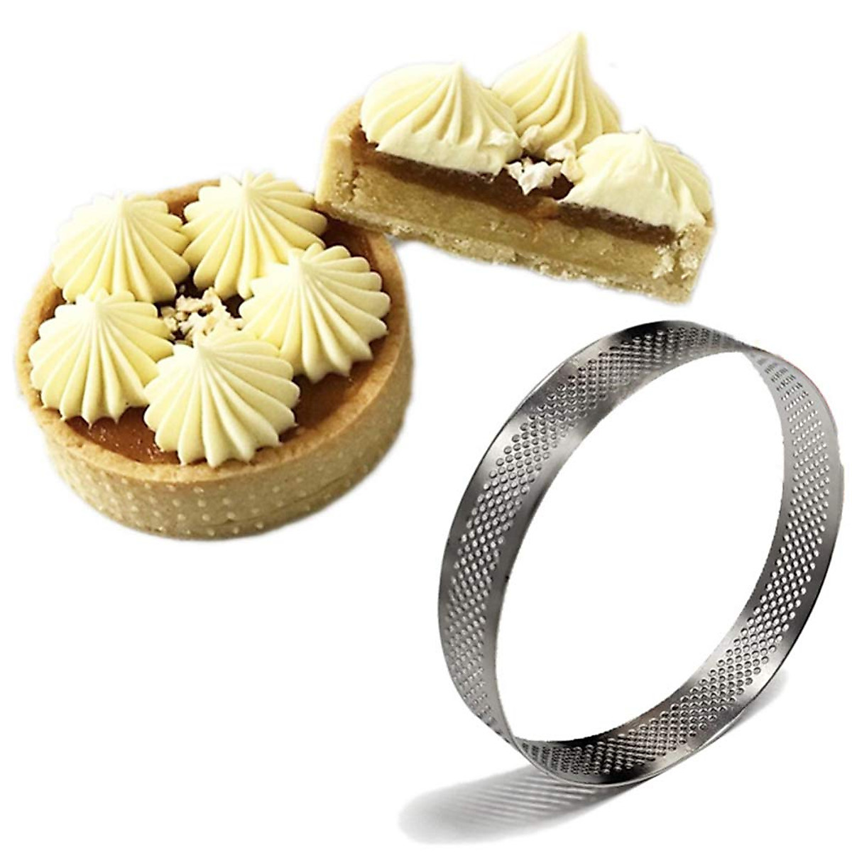 BESPORTBLE 15CM Stainless Steel Tart Ring with Holes Dessert Rings Mousse Cake Ring Cooking Molds Pastry Ring DIY Baking Mould Tool for Cake Pastry Donuts Pie Biscuits