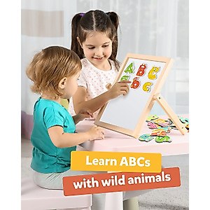 Coogam Jumbo Magnetic Letters Set 52Pcs ABC Alphabet Colorful A-Z Animal Uppercase Lowercase Fridge Magnets Preschool Educational Toy Learning Spelling for 3 4 5 Year Old Toddler Kids