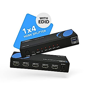 4K 1x4 HDMI Splitter 1 in 4 Out by OREI - Ultra HD @ 30 Hz 1x4 Ver. 1.4 HDCP, Power HDMI Supports 3D Full HD 1080P for Xbox, PS4 PS3 Fire Stick Blu Ray Apple TV HDTV - Adapter Included