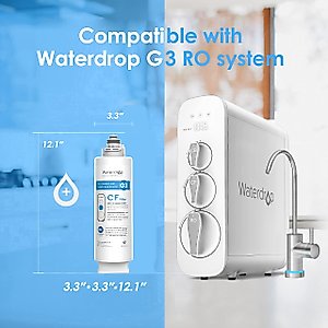 Waterdrop WD-G3-W Replacement Filter, Replacement for WD-G3-W Reverse Osmosis System, CF Filter + CB Filter + RO Filter, New Logo Design