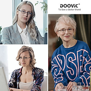 DOOViC 3 Pack Rimless Reading Glasses For Women Lightweight Elegant Blue Light Blocking Readers, Tinted Edge/Spring Hinge 2.00 Strength