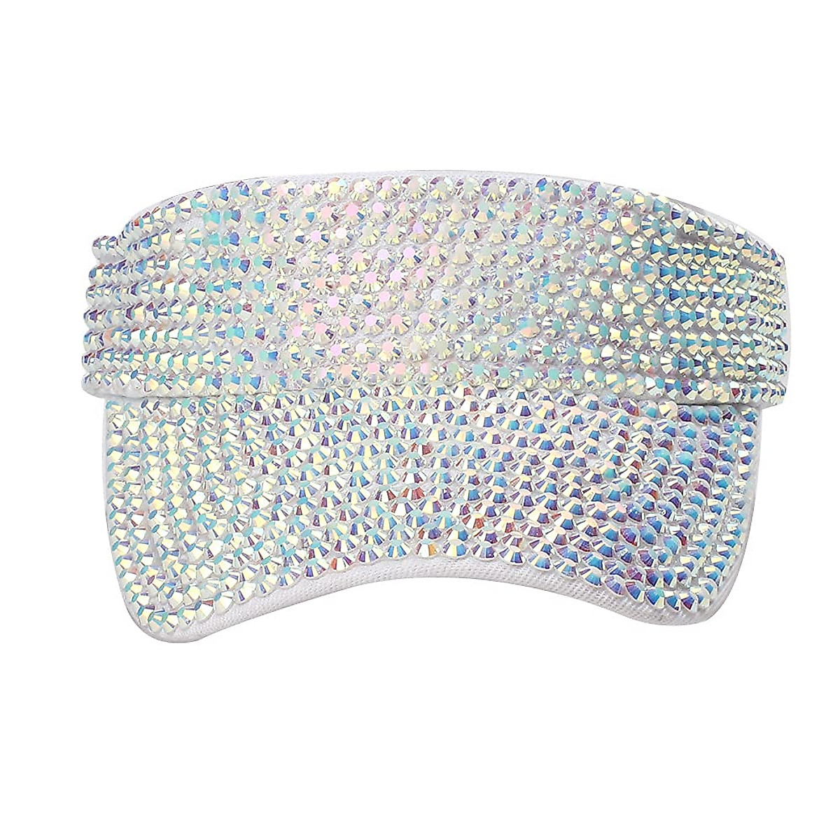 Gudessly Shiny Rhinestones Sport Sun Visor Adjustable Summer Cap Visor Caps for Women Men White