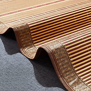 Bamboo Sleeping Mat,Cooling Mat Mattress,Traditional Chinese Summer Sleeping Rattan Pad Cooling Mattress Foldable Breathable Summer Sleeping Mat For Single Double Queen-size Bed-2 sides 1.5x1.95m(4.9x