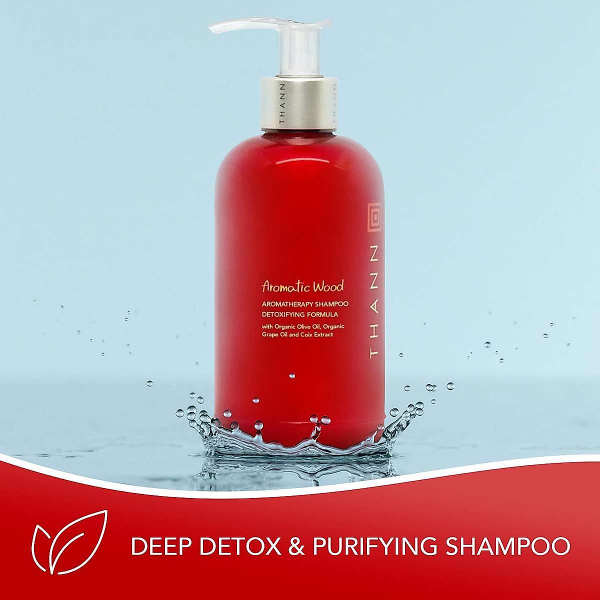 Thann Aromatic Wood Aromatherapy Hair Shampoo for Men and Women - Detoxifying Shampoo with Organic Olive Oil, Grape Seed Oil and Coix Extracts, Silicone & Paraben Free, Fresh Scent, 250 ML (8.5 Fl Oz)