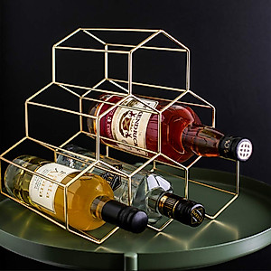 PENGKE Wine Rack Freestanding Wine Holder,6 Bottles Countertop Free-Stand Wine Storage Protector for Red White Wine