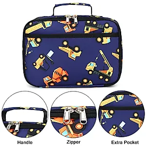 Bluboon Preschool Backpack Kids Boy Kindergarten Backpack With Lunch Box School Book Bags for Elementary Primary Schooler (Navy-vehicle)