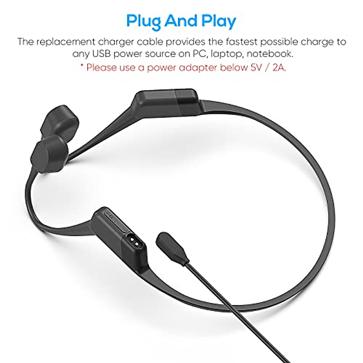 [2 Pack] Replacement Charging Cable for AfterShokz Aeropex AS800/OpenComm ASC100SG/OpenRun Pro Mini, Auarte 3.3ft Magnetic USB Charger Cable Fast Charging Cord for Aeropex Bone Conduction Headphones