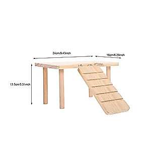 LUOZZY Decorative Chinchilla Toy Hamster Platform Wooden Guinea Pig Ramp (Small)