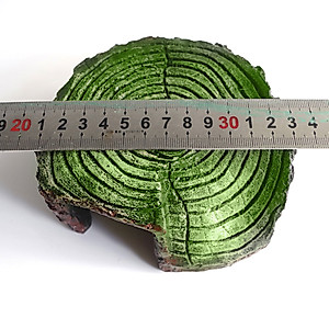 Reptile Pet Supplies Tortoise Resin Basking Platform,Turtle Round Wood Grain Platform Resin Ornament Dodge Hole (Round)