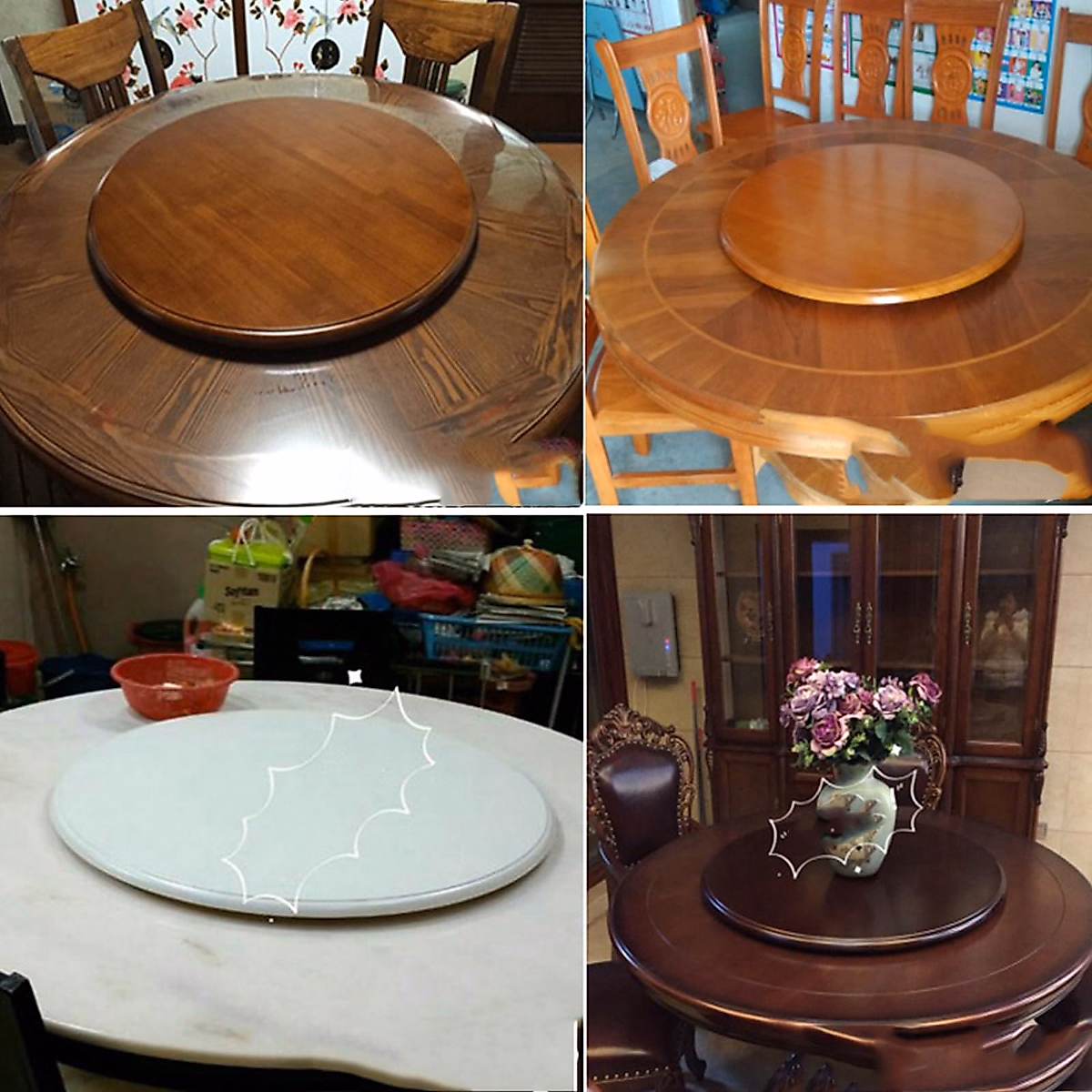 Lazy Susan For Dining Table Turntable Round Tabletop Rotating Serving Tray (Color : 70cm/28in, Size : Black)