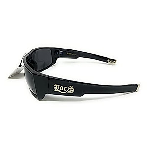 Locs Men's Original All Black Hardcore Sharp Square OG Sunglasses, Wrap