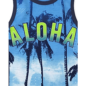 The Children's PlaceThe Children's Place Boys Sleeveless Tank Top and Shorts 2 Piece Pajama SetsSHARK/PALM TREELarge (10/12)