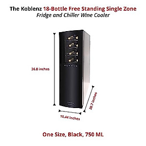 Koblenz 18-Bottle Free Standing Single Zone Fridge and Chiller Wine Cooler, Black