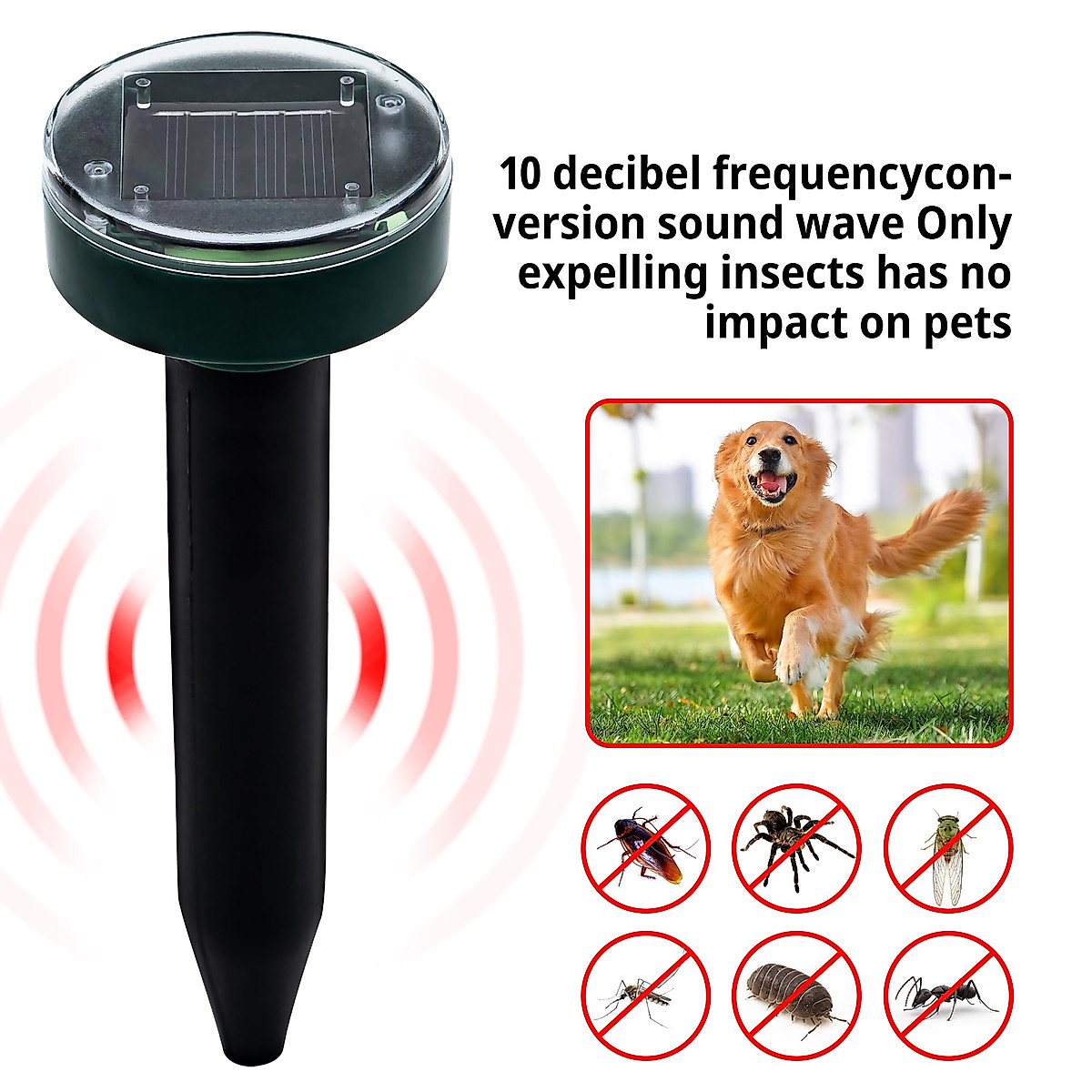 10pk Mole Upgrade Solar Repellent Outdoor for Lawns Gopher Repellent Ultrasonic Powered Mole Repellent Deterrent Snake Repeller Mole Repellent Lawns Yard Garden