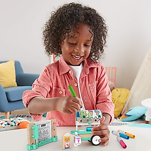 Fisher-Price Wonder Makers design system Ice Cream Cart, 15+ pieces, craftable building and track set with colorable pieces for preschool kids ages 3 years & up