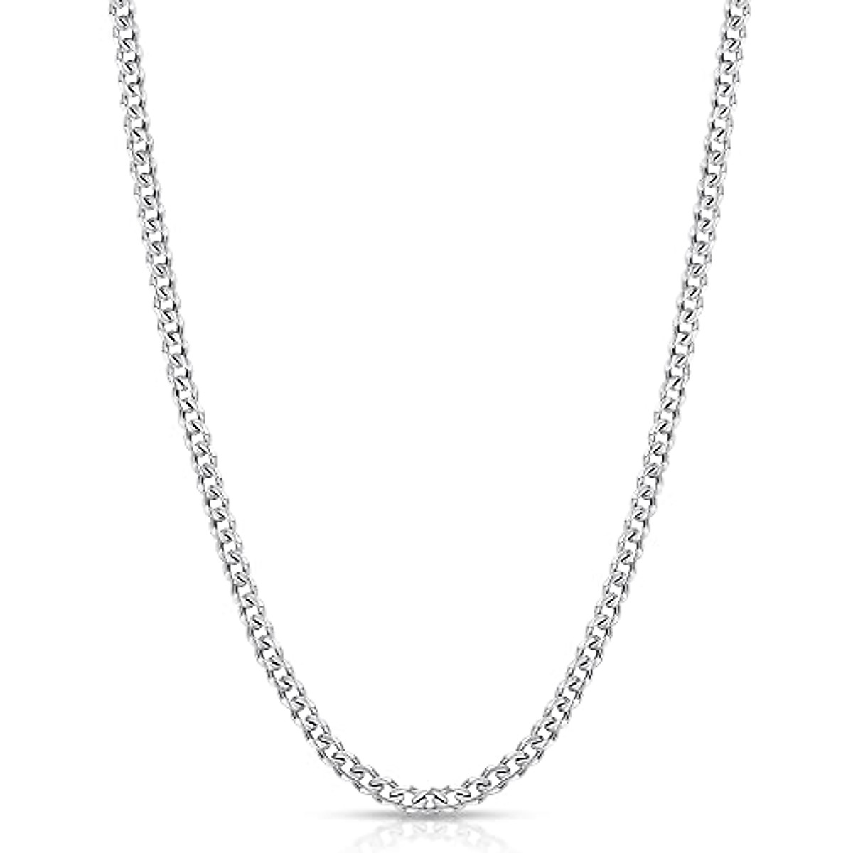 Fiusem 3.5mm Silver Colored Chains, Silver Plated Cuban Link Necklace for Men and Women, Stainless Steel 20 Inch