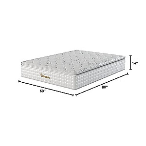 NapQueen Cashmere, 14" Queen Hybrid of Memory Foam and Edge Support Pocket Coils, Pillow Top Mattress