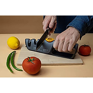 RAZORSHARP™ Knife Sharpener With Adjustable Angle Guide — Diamond-Coated Ceramic Sharpening Stones for All Knives Including Precision Kitchen, Professional, Chef's Knives — Non-Slip Rubber Edge Grip
