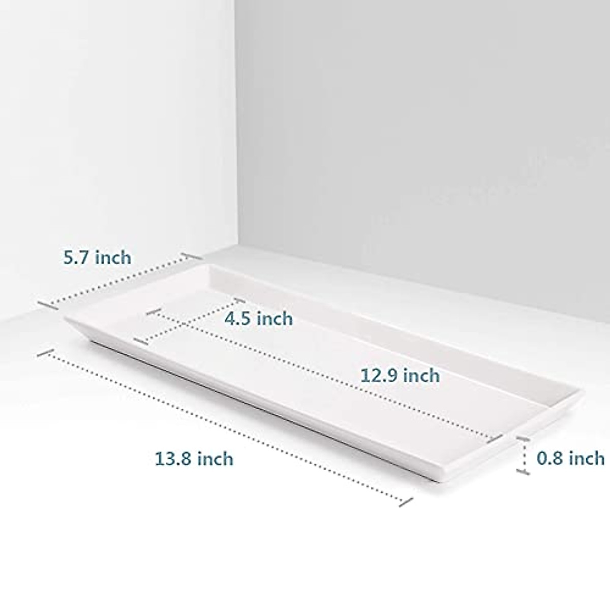 Sweese 702.101 Rectangular Porcelain Platters, Serving Trays for Parties - 13.8 Inch, Set of 4, White