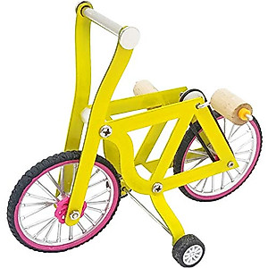 Bird Intelligence Training Toy，Parrot Puzzle Bicycle Toy for Small Medium Bird，Parrot Educational Table Top Trick Prop Toy，Bird Foot Talon Toy for African Grey Cockatoo Eclectus Conures，Yellow (Large)