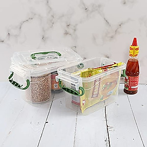 CadineUS 2 L Storage Bins, 6 Pack Small Boxes with Lids, Clear Plastic Boxes