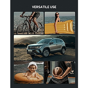 AstroAI Tire Inflator Portable Air Compressor Pump 150PSI 12V DC/110V AC with Dual Metal Motors &LED Light， Automotive Car Accessories&Two mode for car, bicycle tires and air mattresses, Yellow