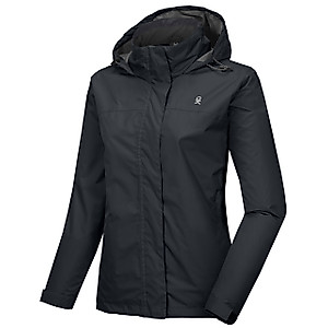 Little Donkey Andy Women’s Lightweight Waterproof Rain Jacket Outdoor Windbreaker Rain Coat Shell for Hiking, Travel Black L