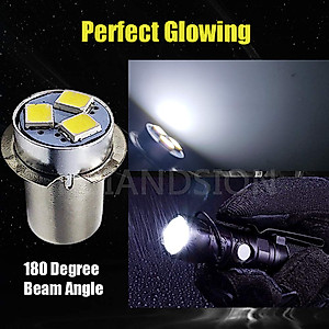 Ruiandsion 2pcs P13.5S LED Bulb 18V White 2835 3SMD Chips LED Bulb Upgrade for Flashlights Torch Light,Non-Polarity