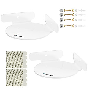 Acrylic Mini Circular Corner Shelf Mount for Security Cameras, Baby Monitors, Speakers, Plants & More, Universal Cam Holder, Easy to Install, Screwless with Damage-Free Replacement Strips (Clear)