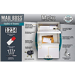 Mail Boss 7162 Metro, Black High Capacity Wall Mounted Locking Security Mailbox,Medium