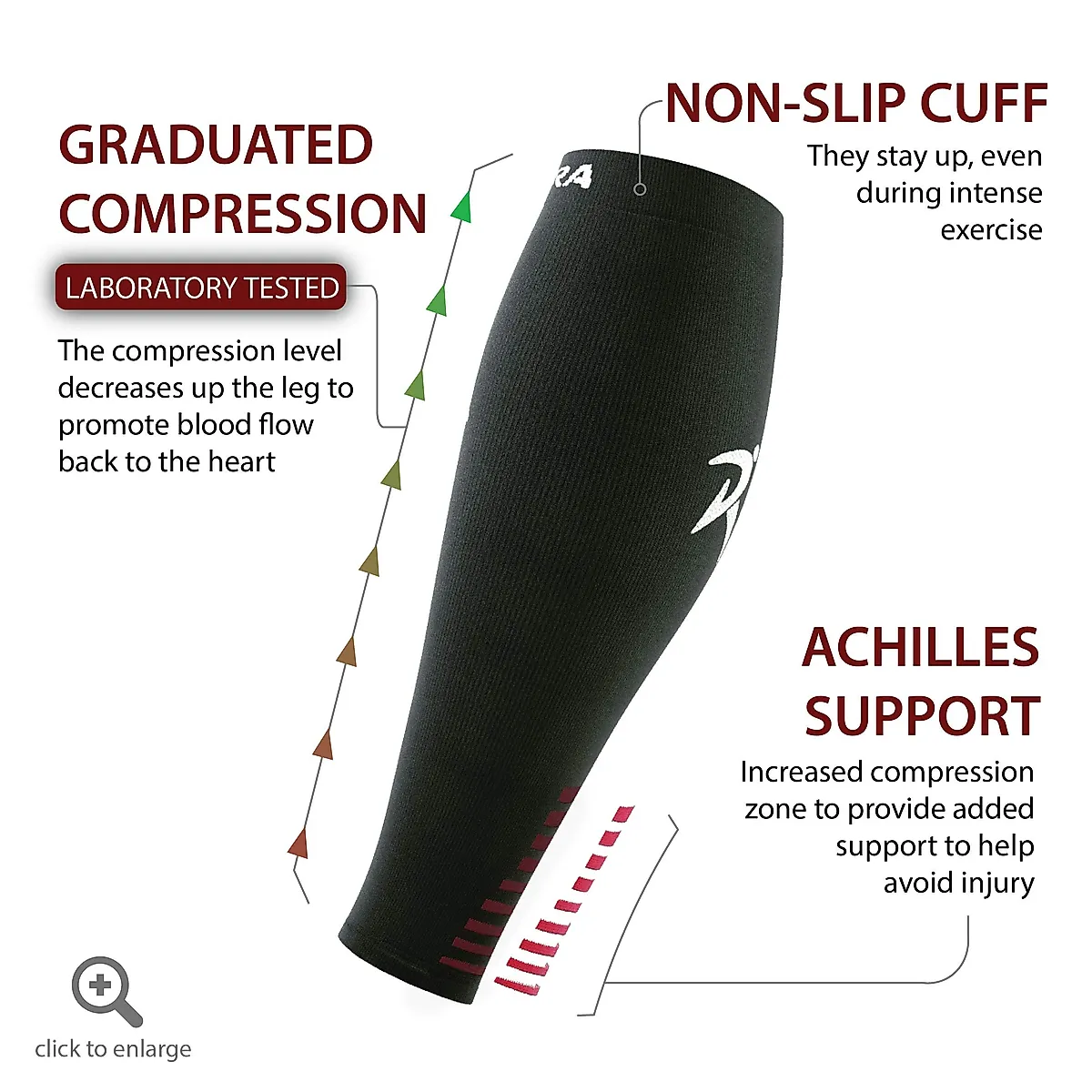 Rymora Calf Compression Sleeves Men Women Shin Splints Running (Pair) (Black) (M)