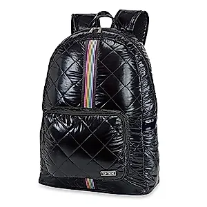 Top Trenz School or Camp Backpack or Daypack (BLACK DIAMOND STITCH BACKPACK W/TRACK STRAPS)