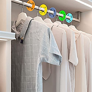 40 Pack Round Colorful Plastic Clothing Size Closet Rack Dividers Hangers, 8 Assorted Colors, Preprinted in 8 Sizes XXS, XS, S, M, L, XL, XXL, XXXL (Outer 3.5”, Inner Diameter 1.38”)