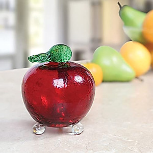 BW BRANDS Handmade Red Crackle Glass Apple Fruit Fly Trap,4.5"